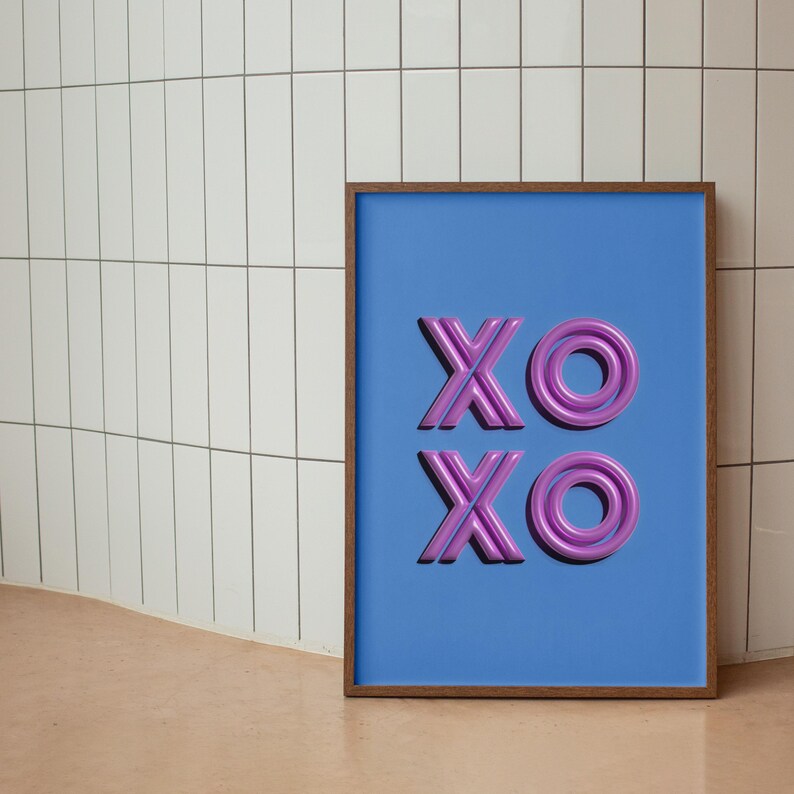 XOXO Printable Poster, Kiss Wall Art, Valentines Day Prints, Maximalist ...