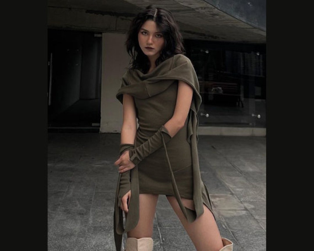 Vintage Club Party Outfits Long Sleeve Hooded Dress Dresses With ...