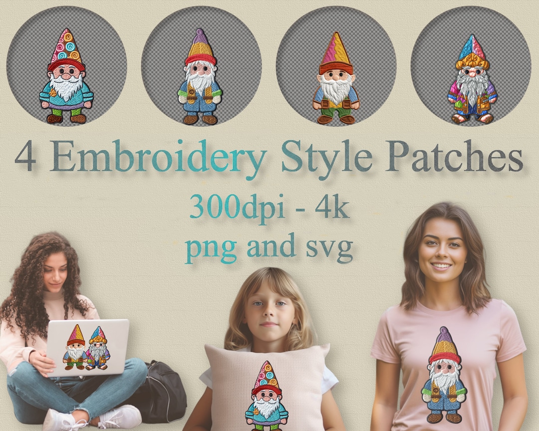 4 Gnome Svg and Png Images for Print Digital Download Retro Gnome ...