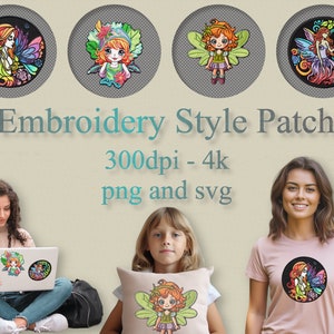 4 Fairy Svg and Png Images for Print Digital Download Images Embroidery ...