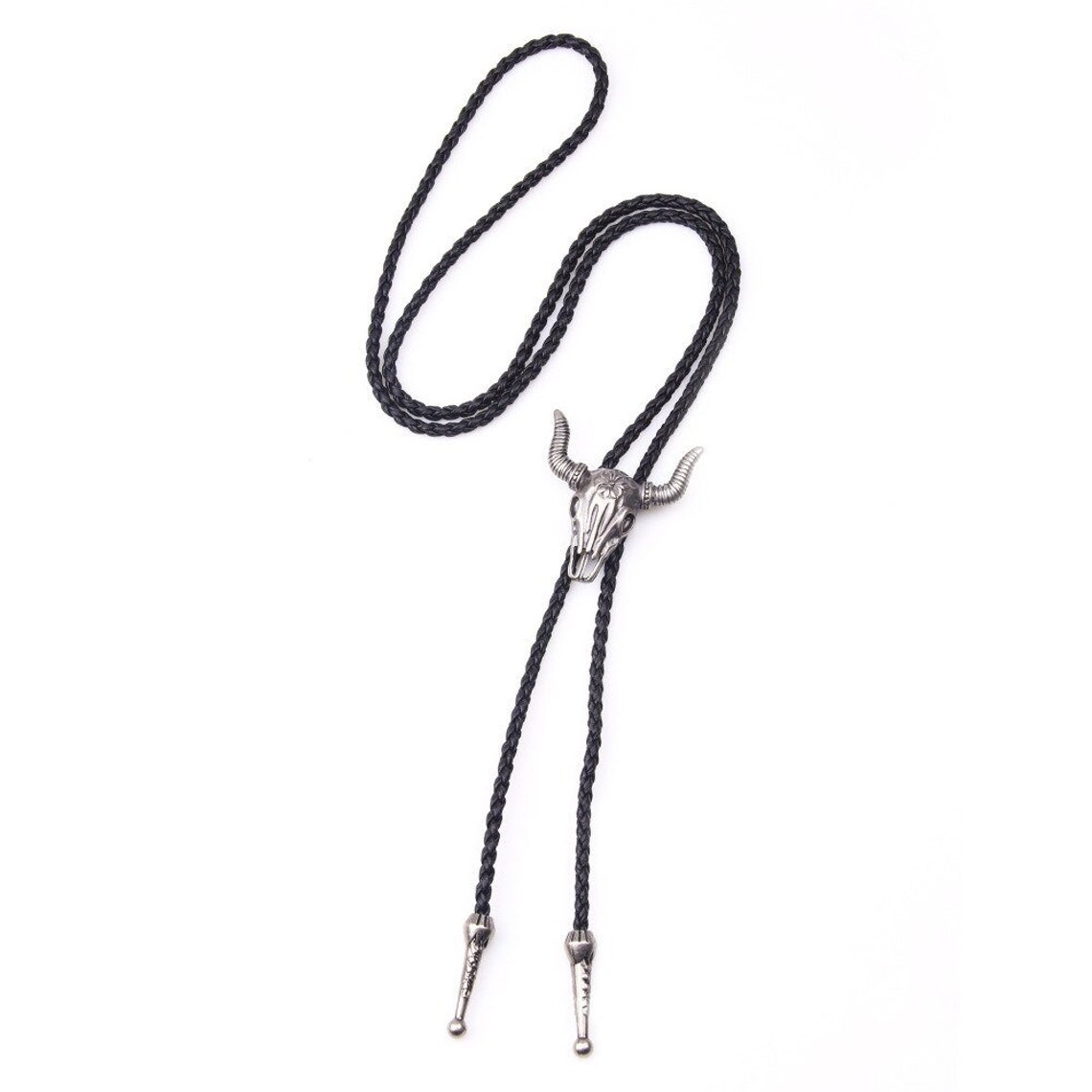 Bronze/silver Leather Boot Lace Cow Steer Skull Bolo Tie, Cowboy ...