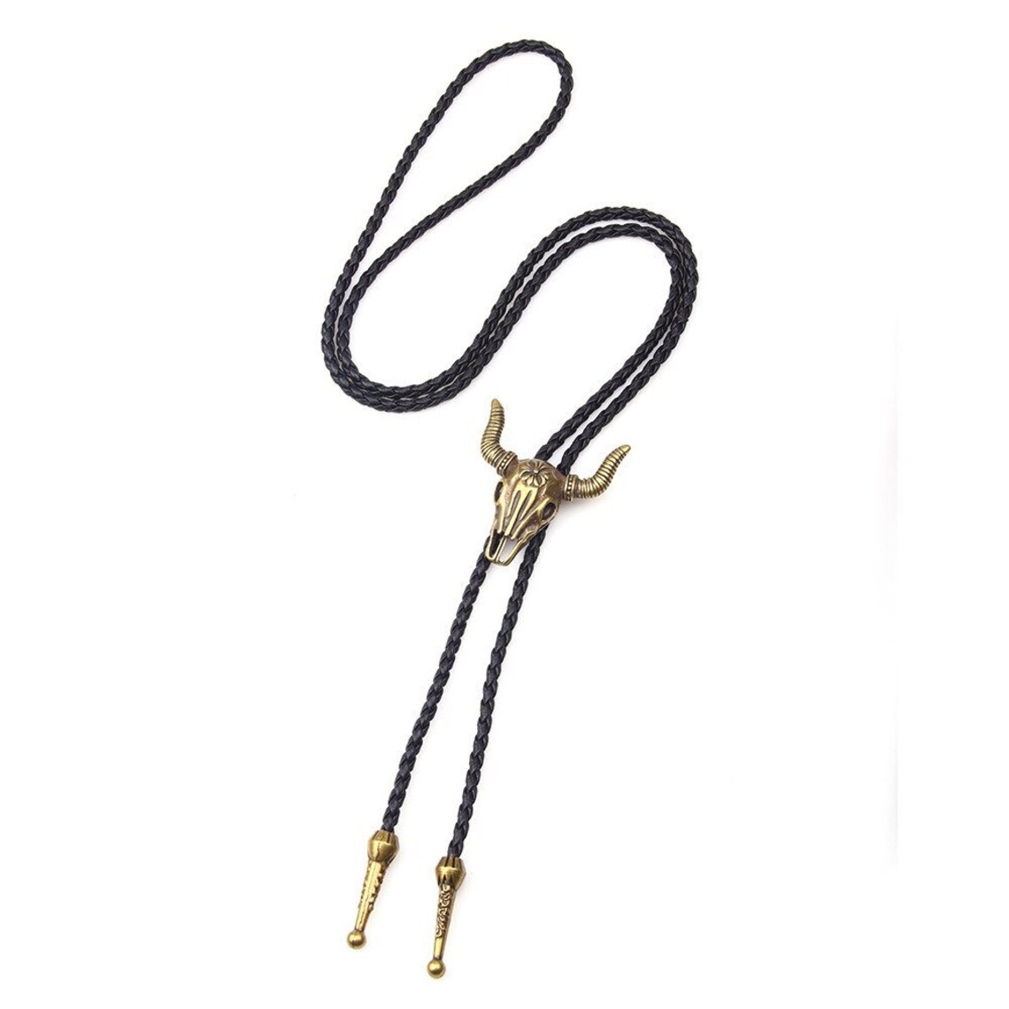 Bronze/silver Leather Boot Lace Cow Steer Skull Bolo Tie, Cowboy ...