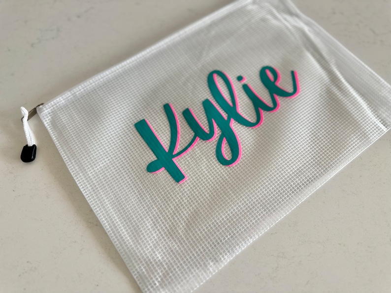 Personalized Zippered Wet Dry Pool Bag // Cursive Font - Etsy