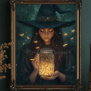 Cozy Cottagecore Witch Decor | Fireflies Print | Witchy Wall Art ...