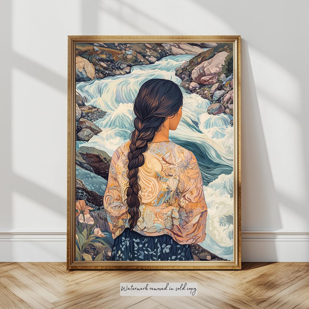 Indigenous Woman Art Print | Native Heritage Wall Decor | Nature ...