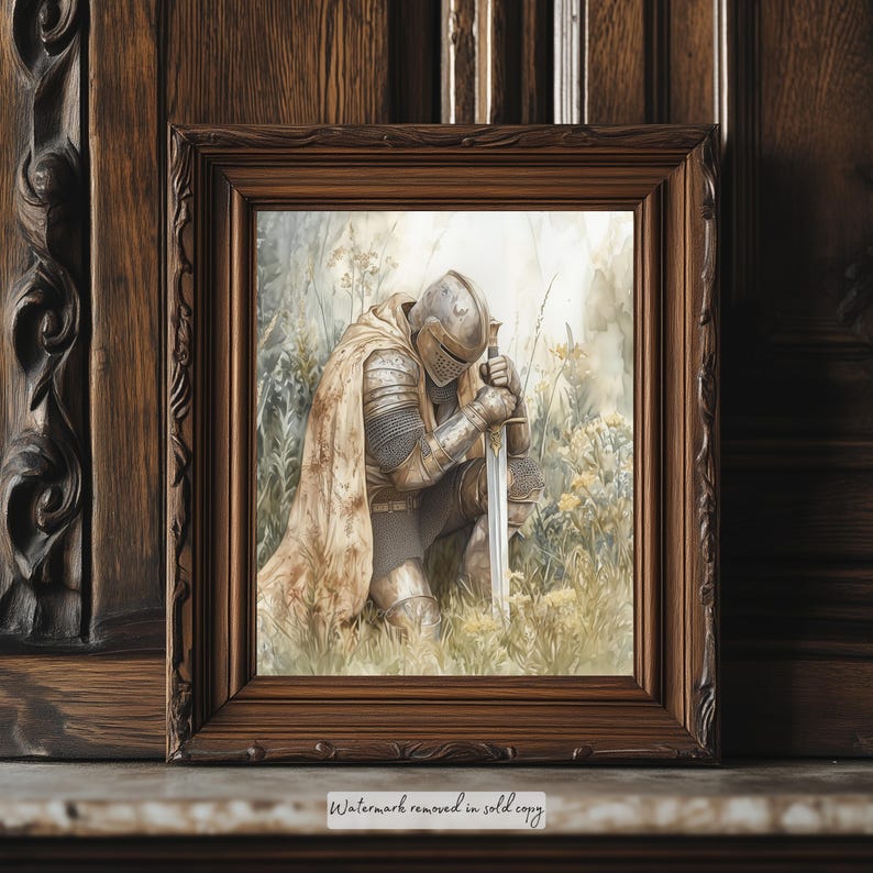 Medieval Knight Painting | Fantasy Digital Print | Medievalcore Decor ...