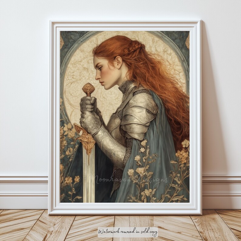 Fantasy Medieval Knight Print | Castlecore Wall Decor | Female Knight ...