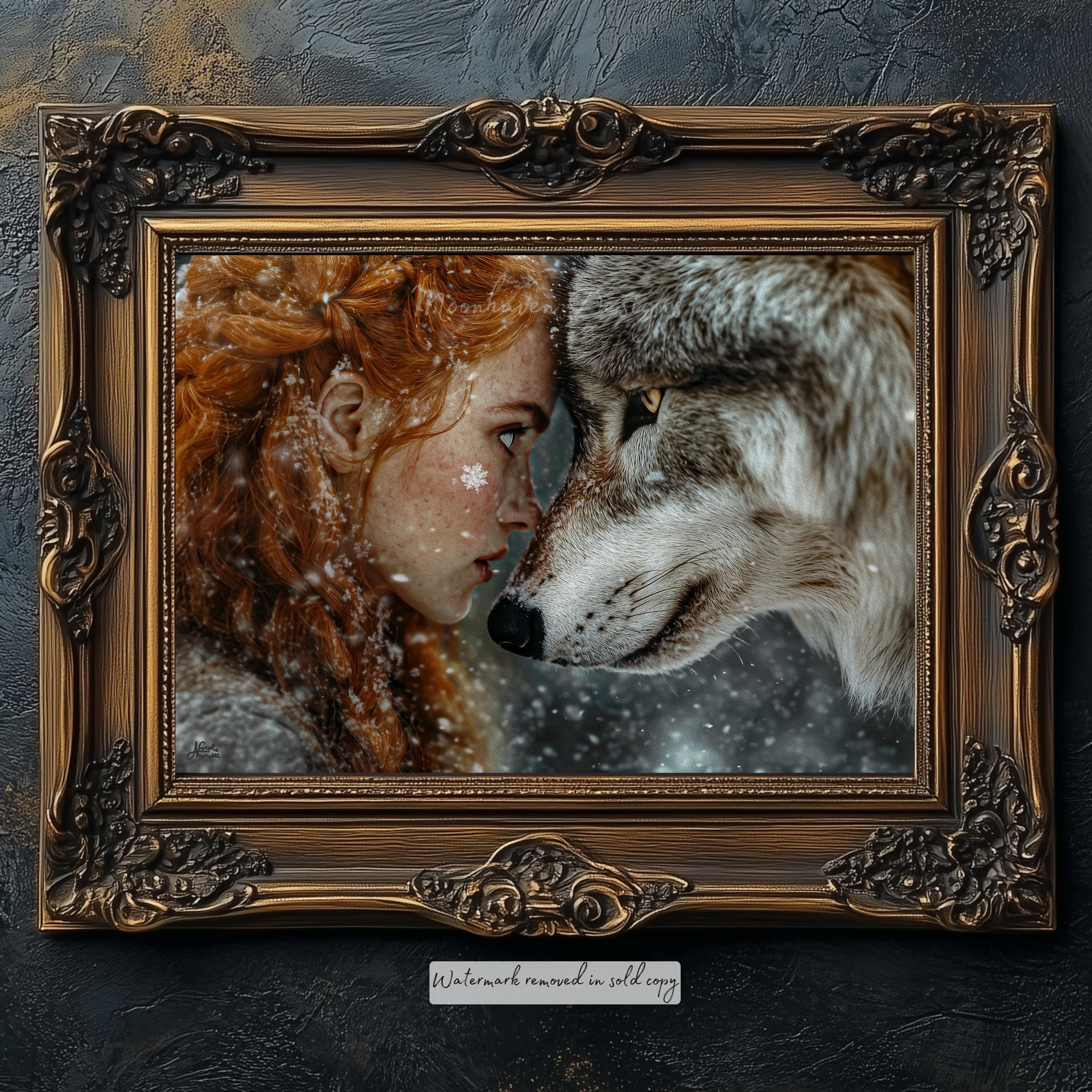 Huntress Print | Red Riding Hood Poster | High Fantasy Wolf Print ...