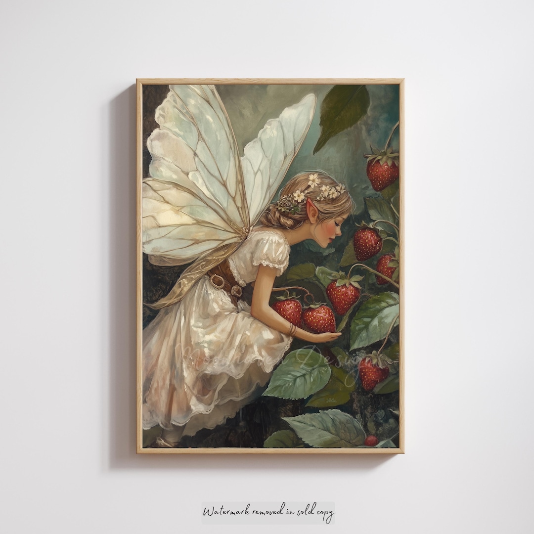 Fairytale Cottagecore Decor | Fairycore Wall Art | Summer Strawberry ...