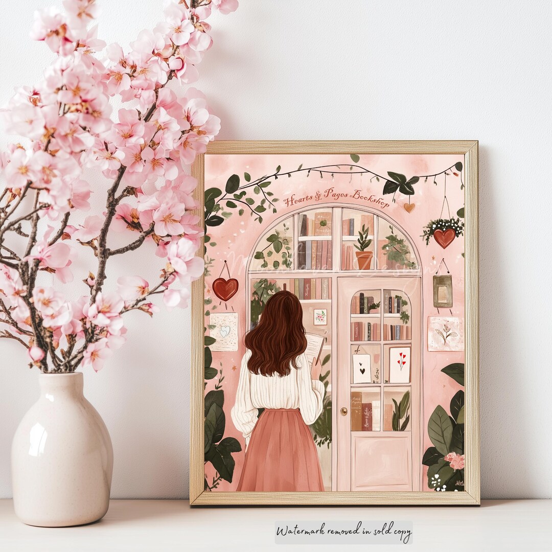 Romantic Spring Reading Nook Art | Bookish Spring Botanical Poster ...