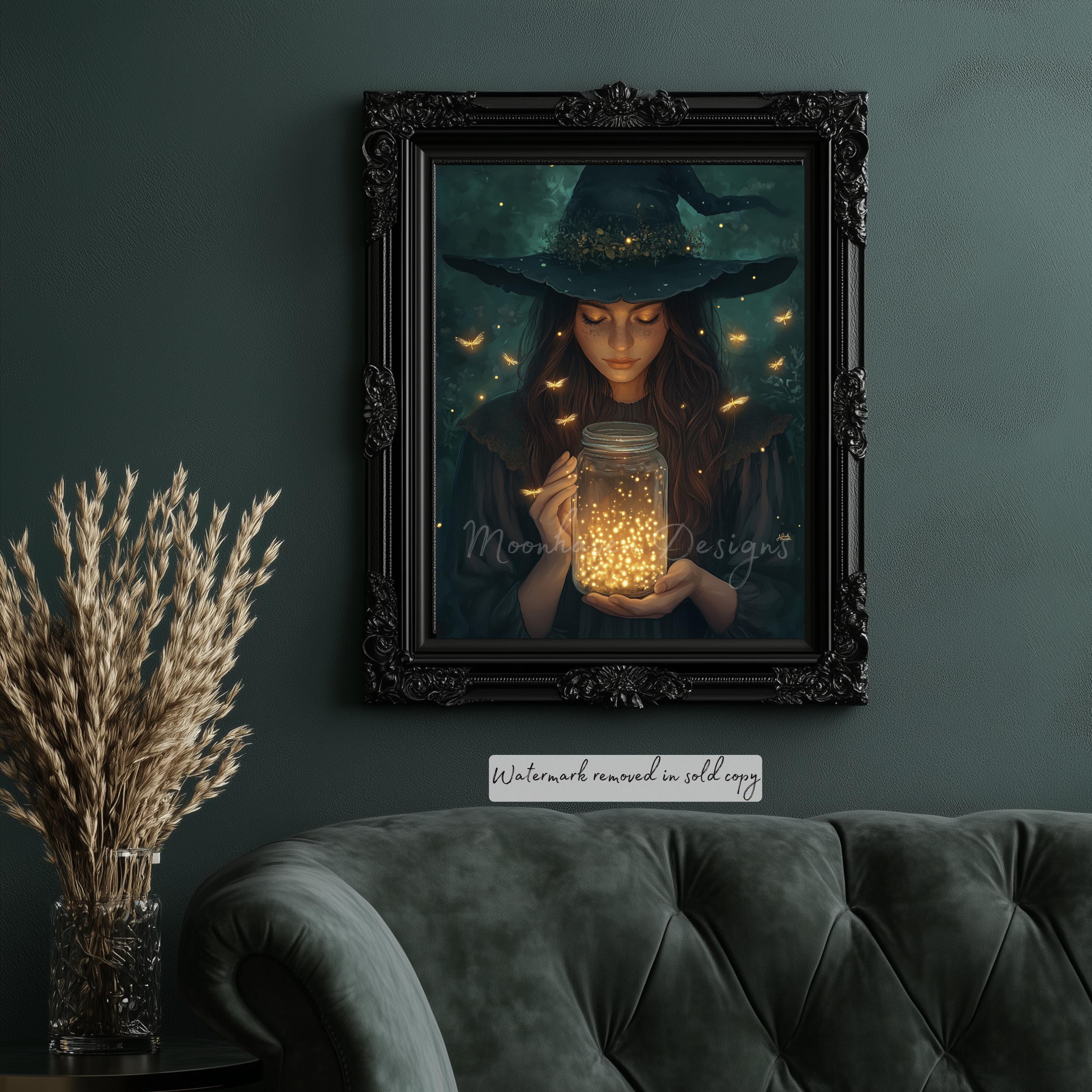 Cozy Cottagecore Witch Decor | Fireflies Print | Witchy Wall Art ...