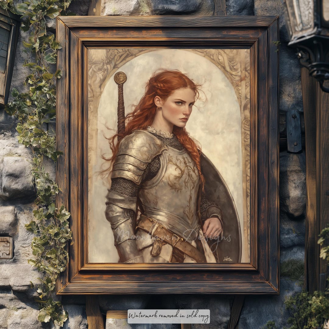 Fierce Medieval Knight Print | Shieldmaiden Warrior Wall Art | Fantasy ...