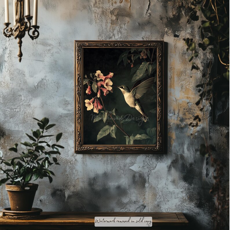 Hummingbird Art Print | Vintage Botanical Bird Decor | Nature Wall Art ...