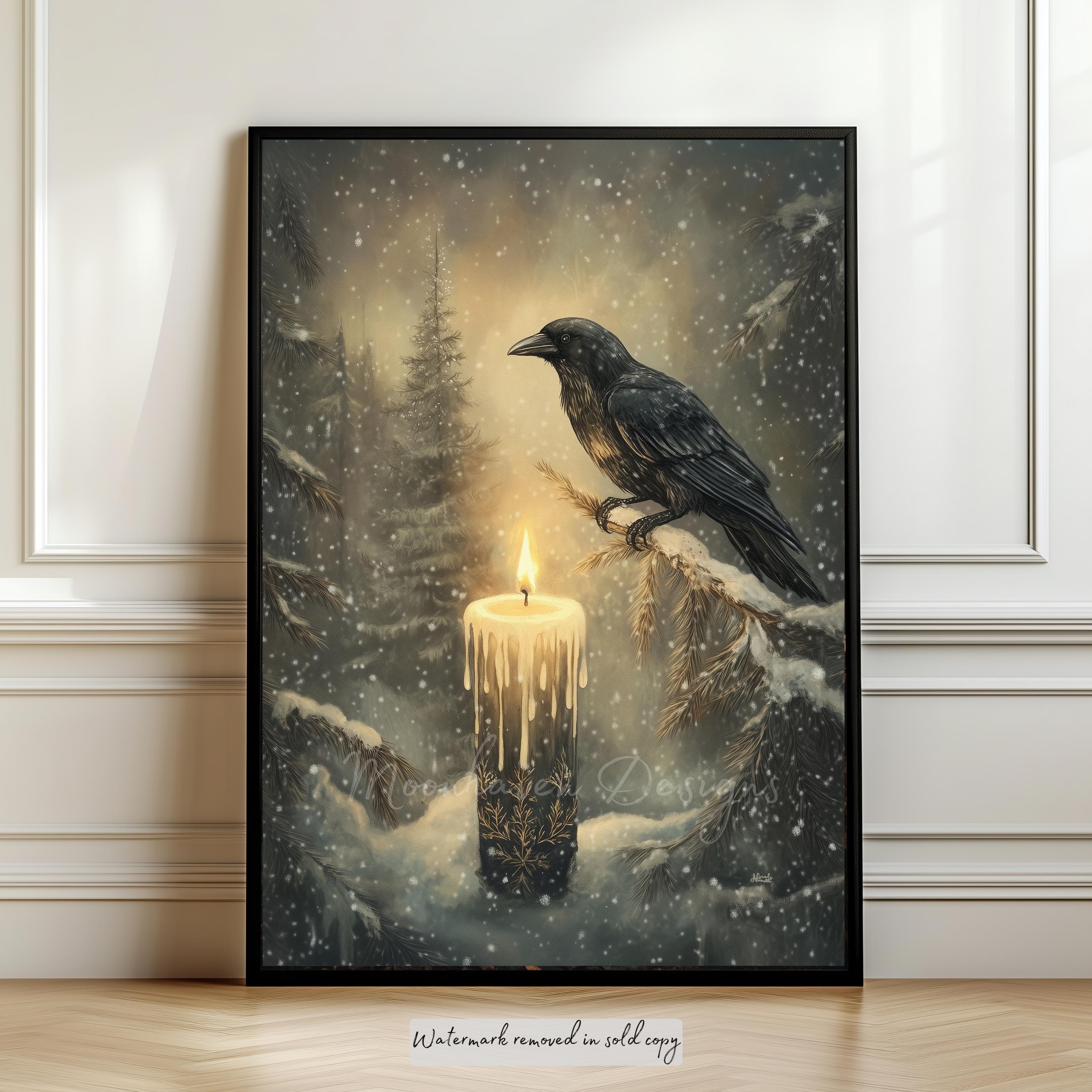 Raven and Candle – Winter Solstice Art Print, Mystical Forest ...