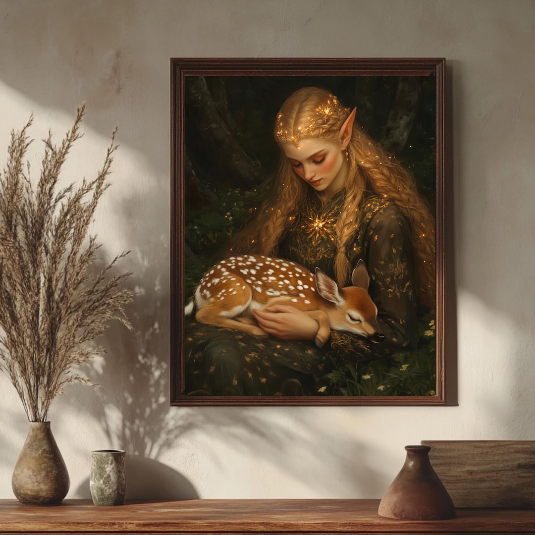 Fantasy Fairy Elf Print | Fairytale Wall Art | Magical Woodland Animal ...