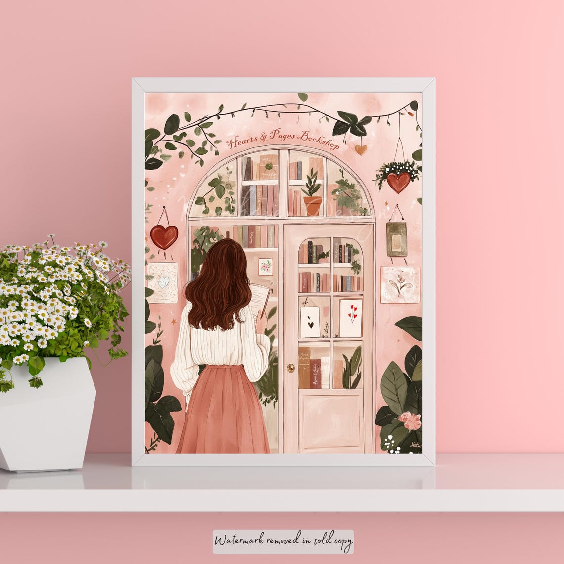 Romantic Spring Reading Nook Art | Bookish Spring Botanical Poster ...