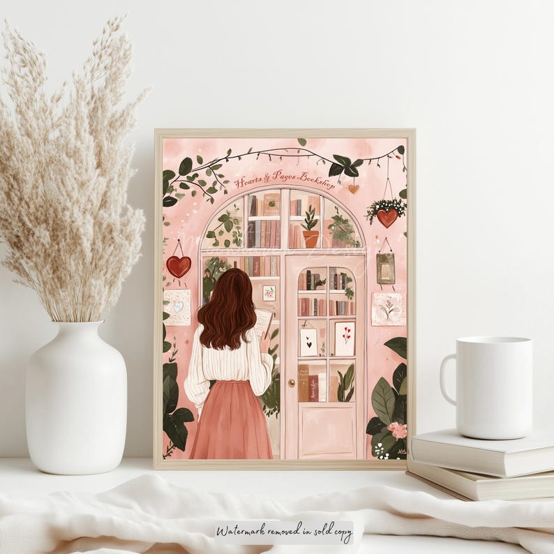 Romantic Spring Reading Nook Art | Bookish Spring Botanical Poster ...