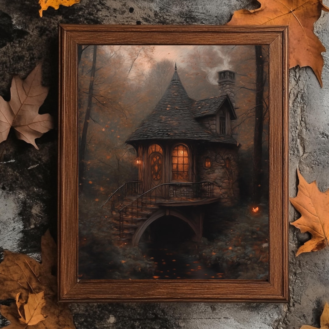 Fantasy Witch's Cottage | Ethereal Wall Art | Cozy Cottagecore Decor ...