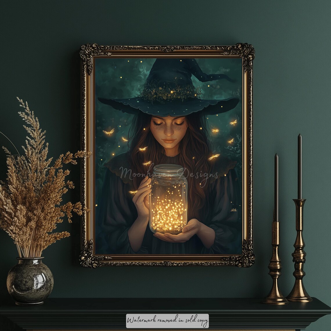 Cozy Cottagecore Witch Decor | Fireflies Print | Witchy Wall Art ...