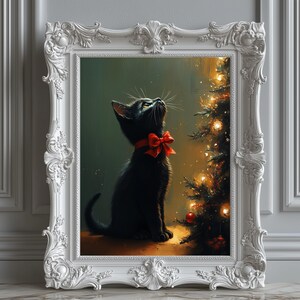 Christmas Tree Kitten Print | Holiday Home Decor | Christmas Wall Art ...