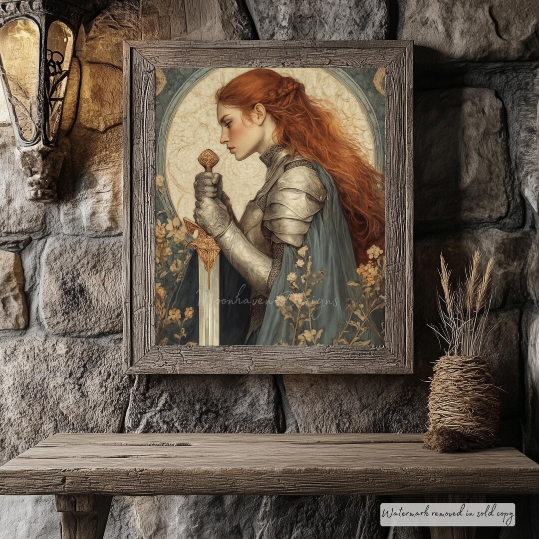 Fantasy Medieval Knight Print | Castlecore Wall Decor | Female Knight ...