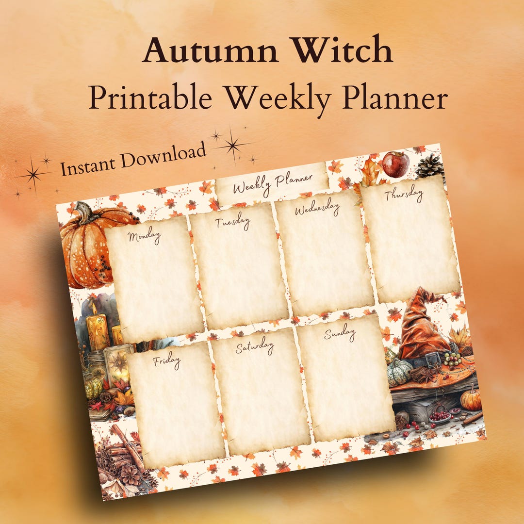 Autumn Witch Weekly Planner | Digital Download | Printable Planner ...