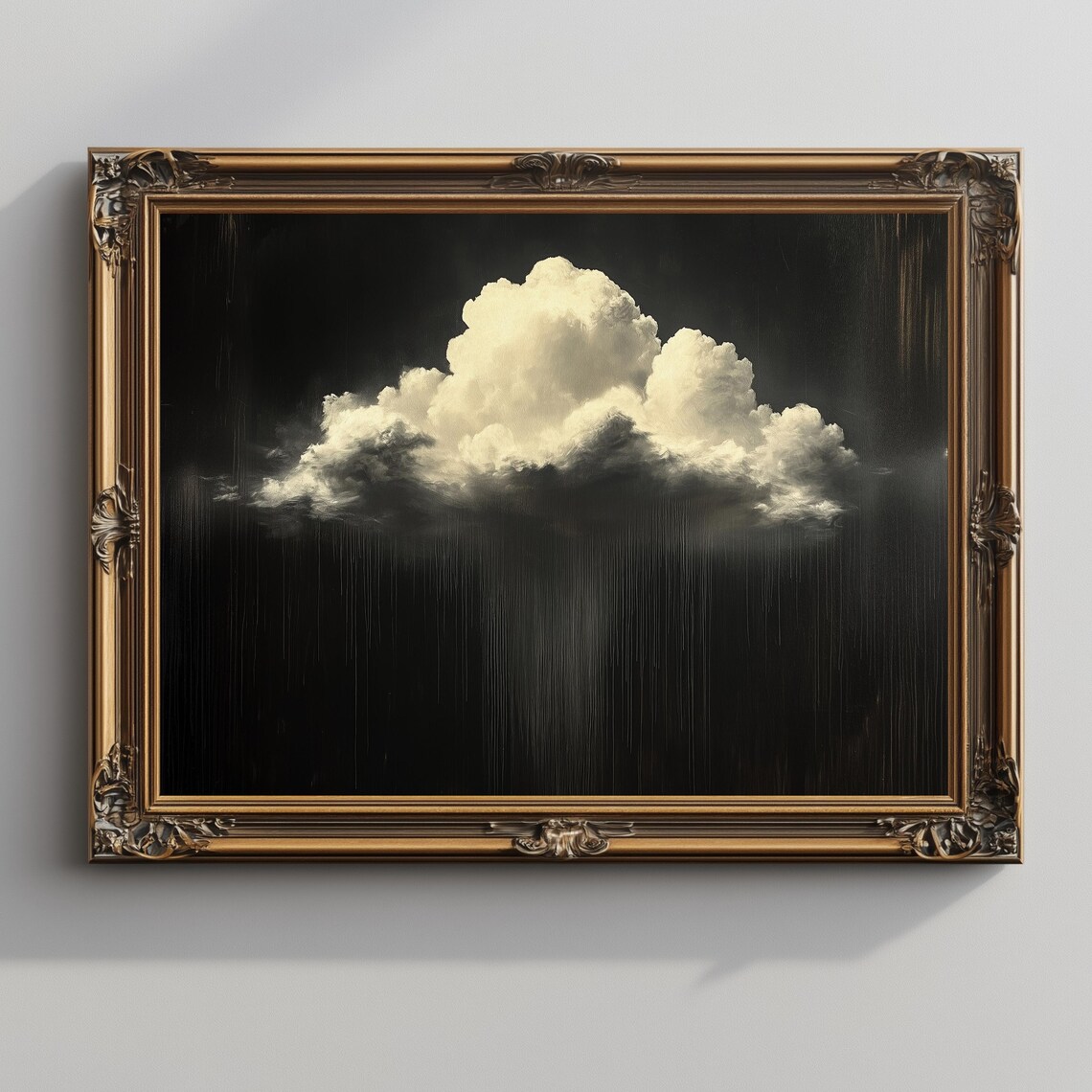 Dark Academia Decor | Night Sky Cloud Art | Rainy Day Print | Realism ...