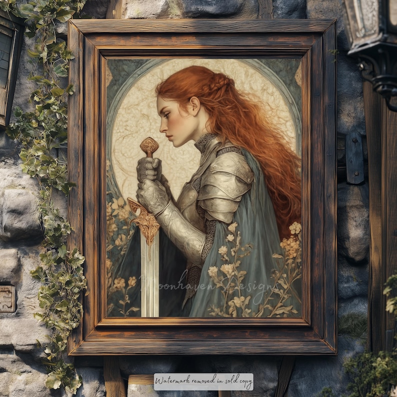 Fantasy Medieval Knight Print | Castlecore Wall Decor | Female Knight ...