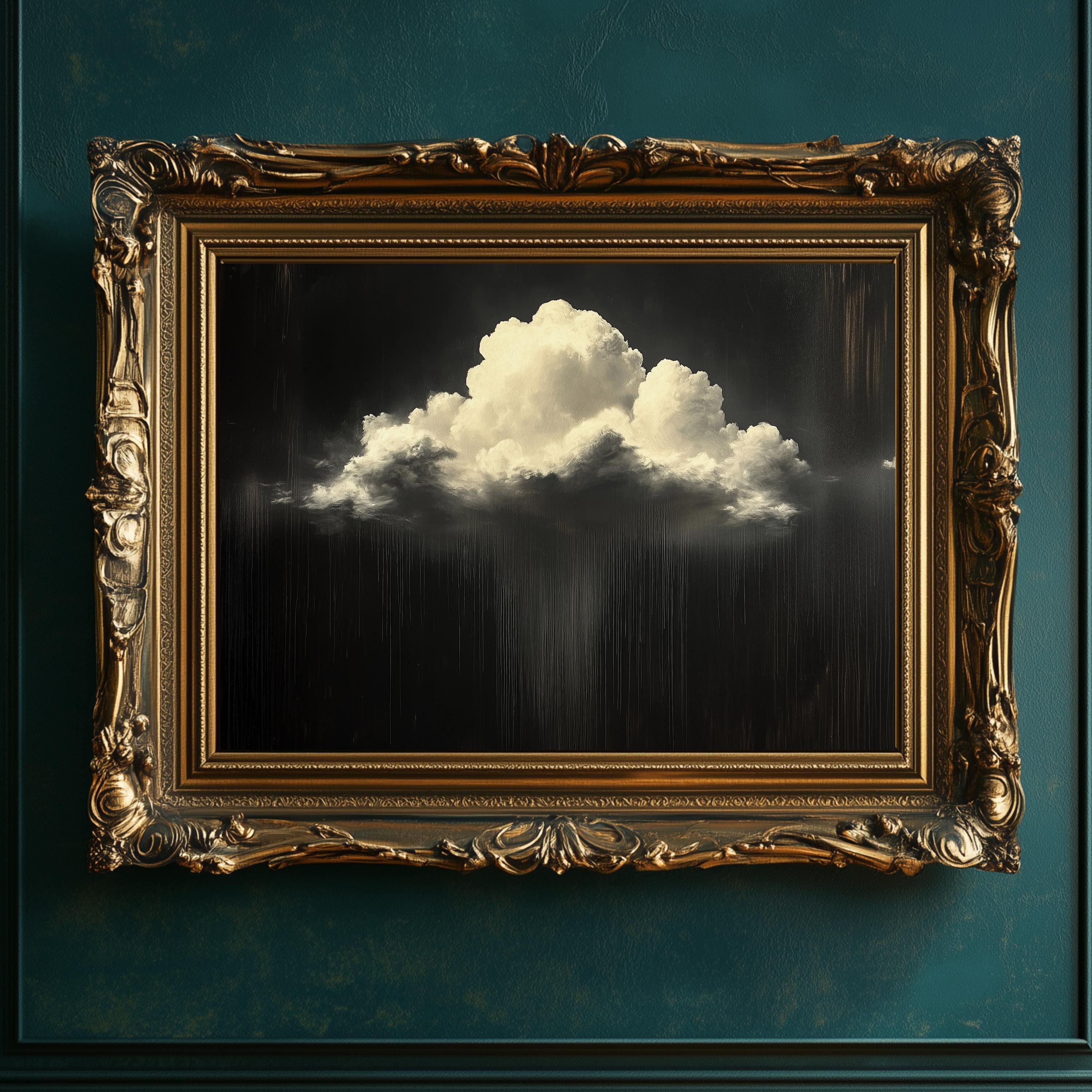 Dark Academia Decor | Night Sky Cloud Art | Rainy Day Print | Realism ...