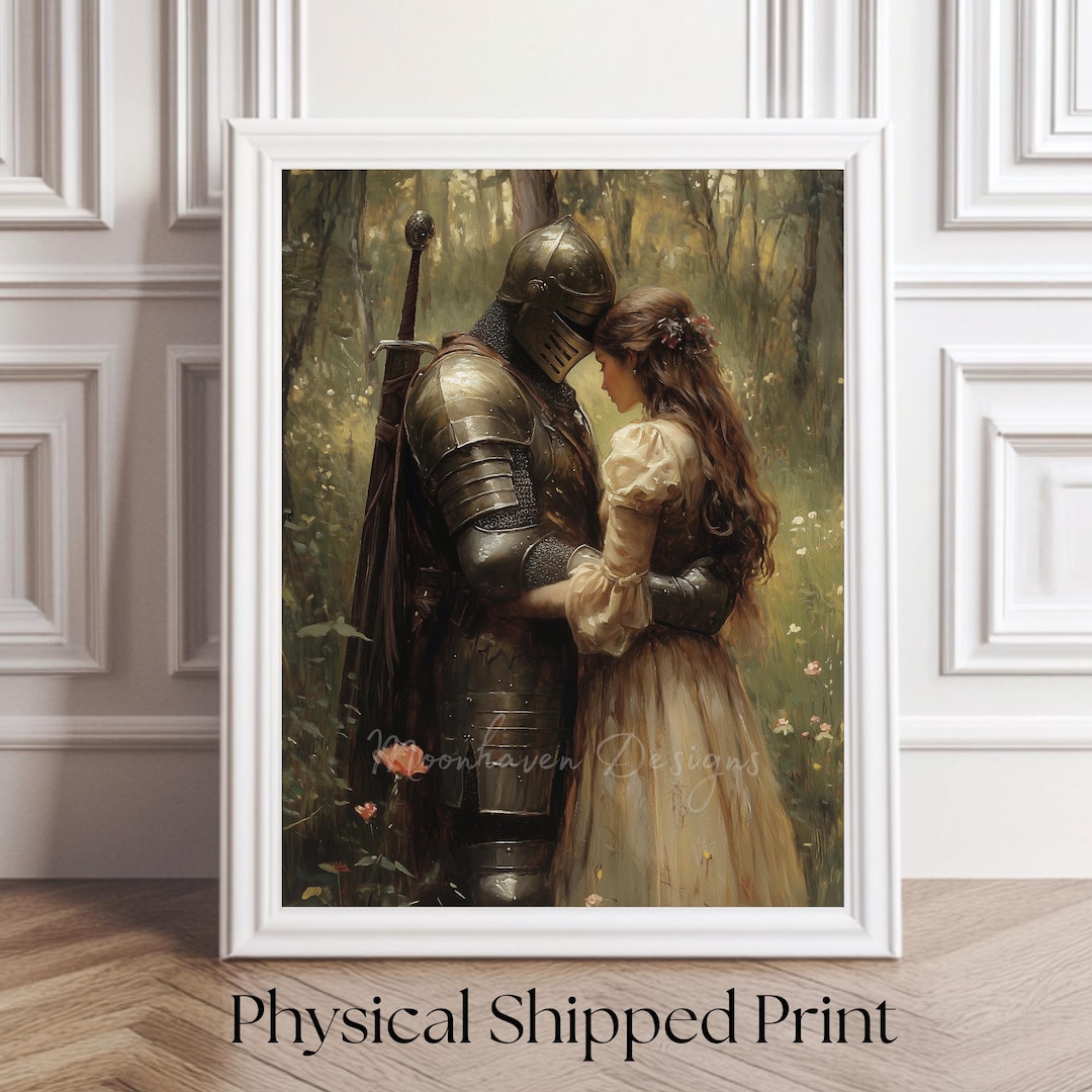 Knight and Maiden Wall Art | Rolled Art Print | Medieval Wall Decor ...