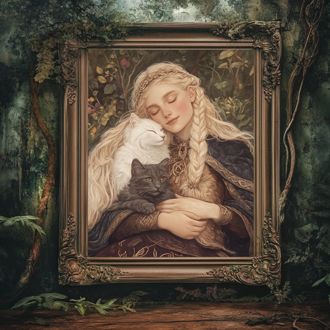 Norse Goddess Freya Painting | Cat Lover Gifts | History Inspired Wall ...