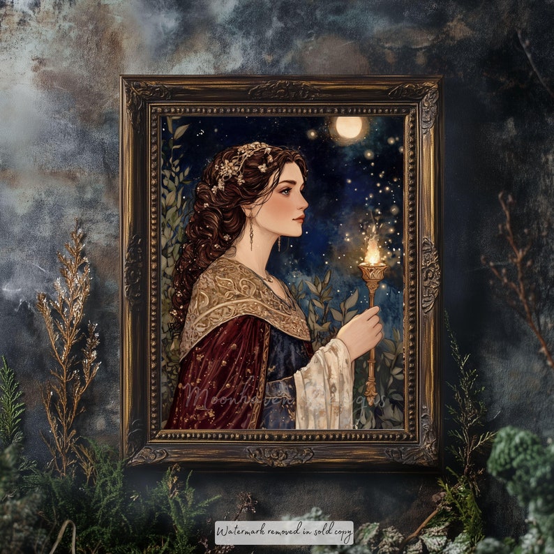 Greek Goddess Hestia Fantasy Art | Roman Goddess Vesta Painting | Greek ...