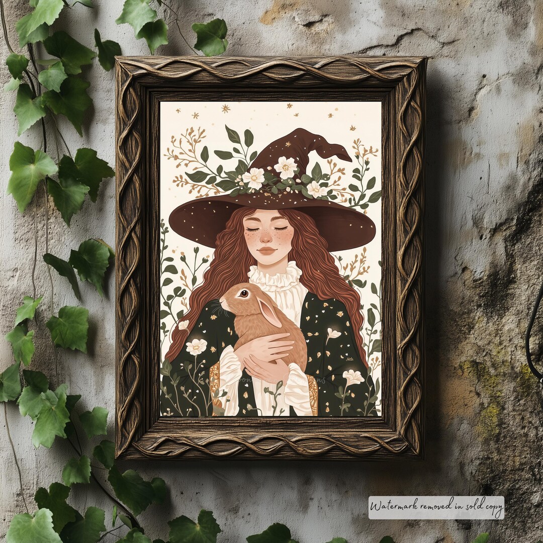 Ostara Witch Print | Cottagecore Pagan Art | Spring Equinox Decor ...