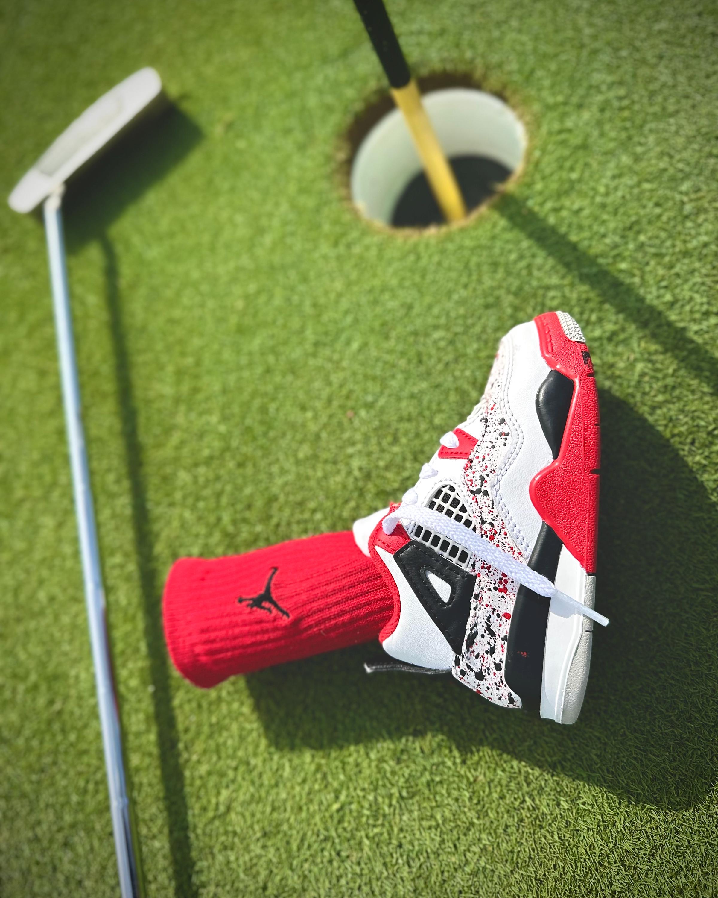 Custom Fire Red Retro Jordan 4 Drip Putter Cover | Red and White Golf ...