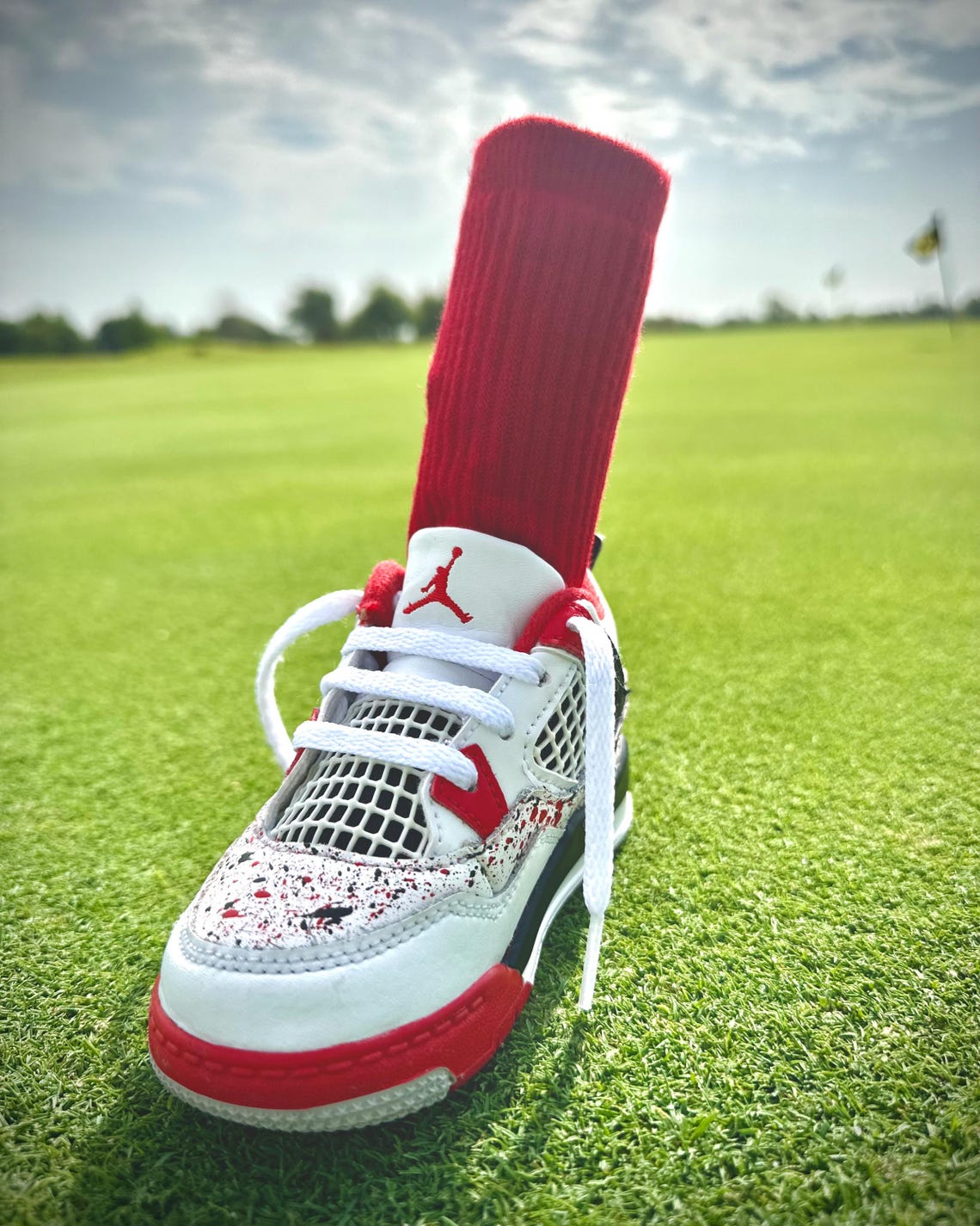Custom Fire Red Retro Jordan 4 Drip Putter Cover | Red and White Golf ...
