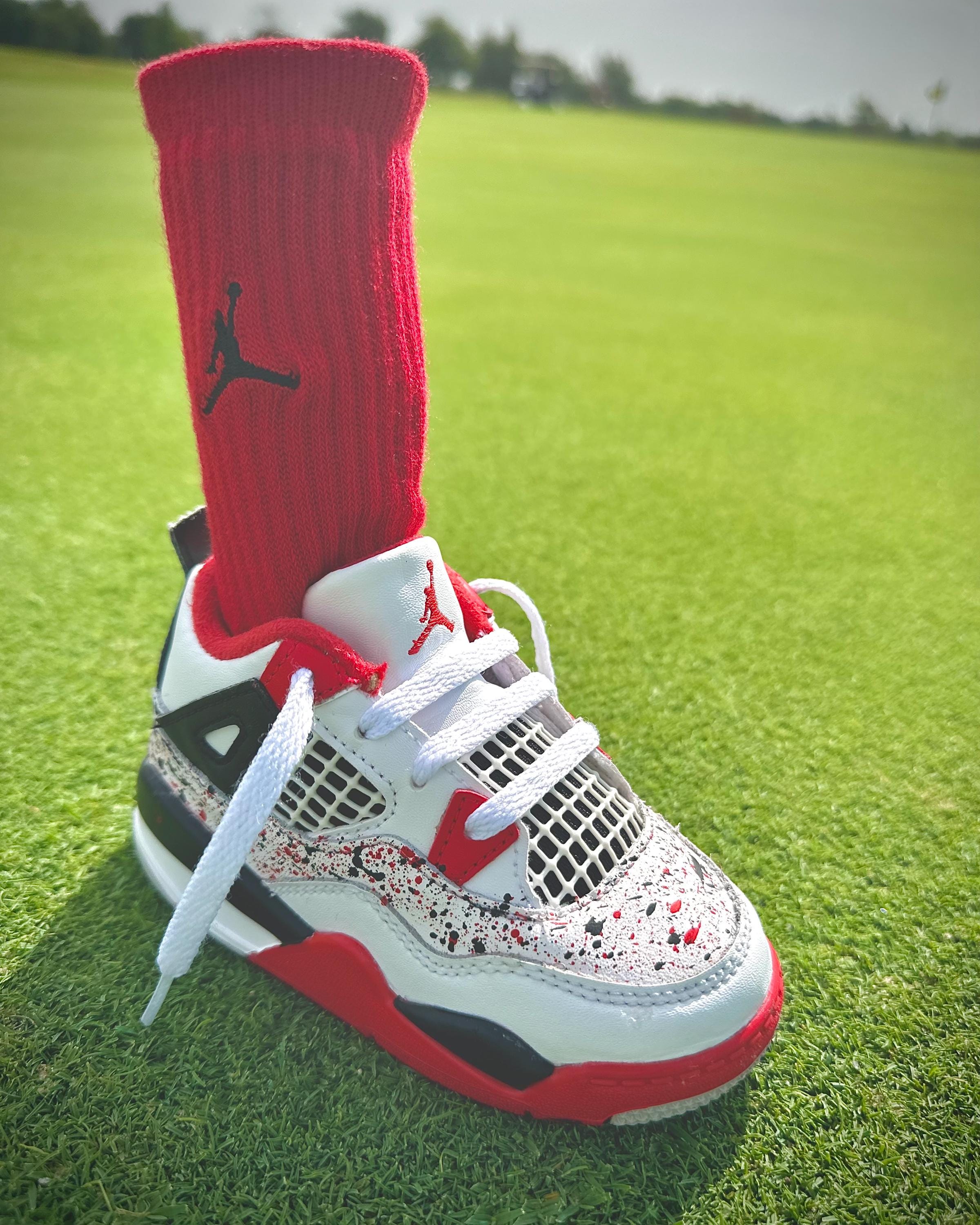 Custom Fire Red Retro Jordan 4 Drip Putter Cover | Red and White Golf ...