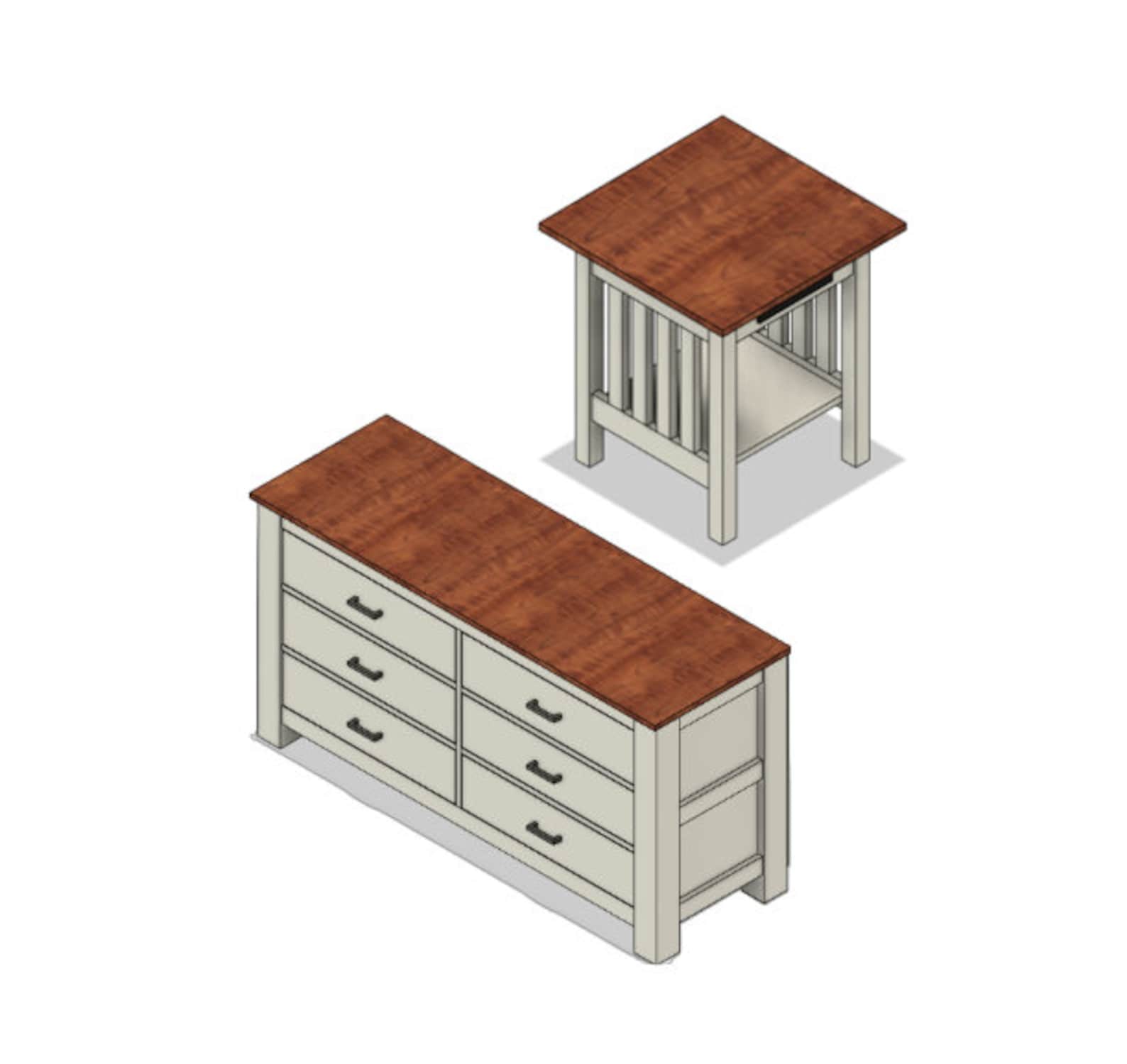 Bedroom Furniture Build Plan Bundle Dresser Plan Night Stand Plan ...