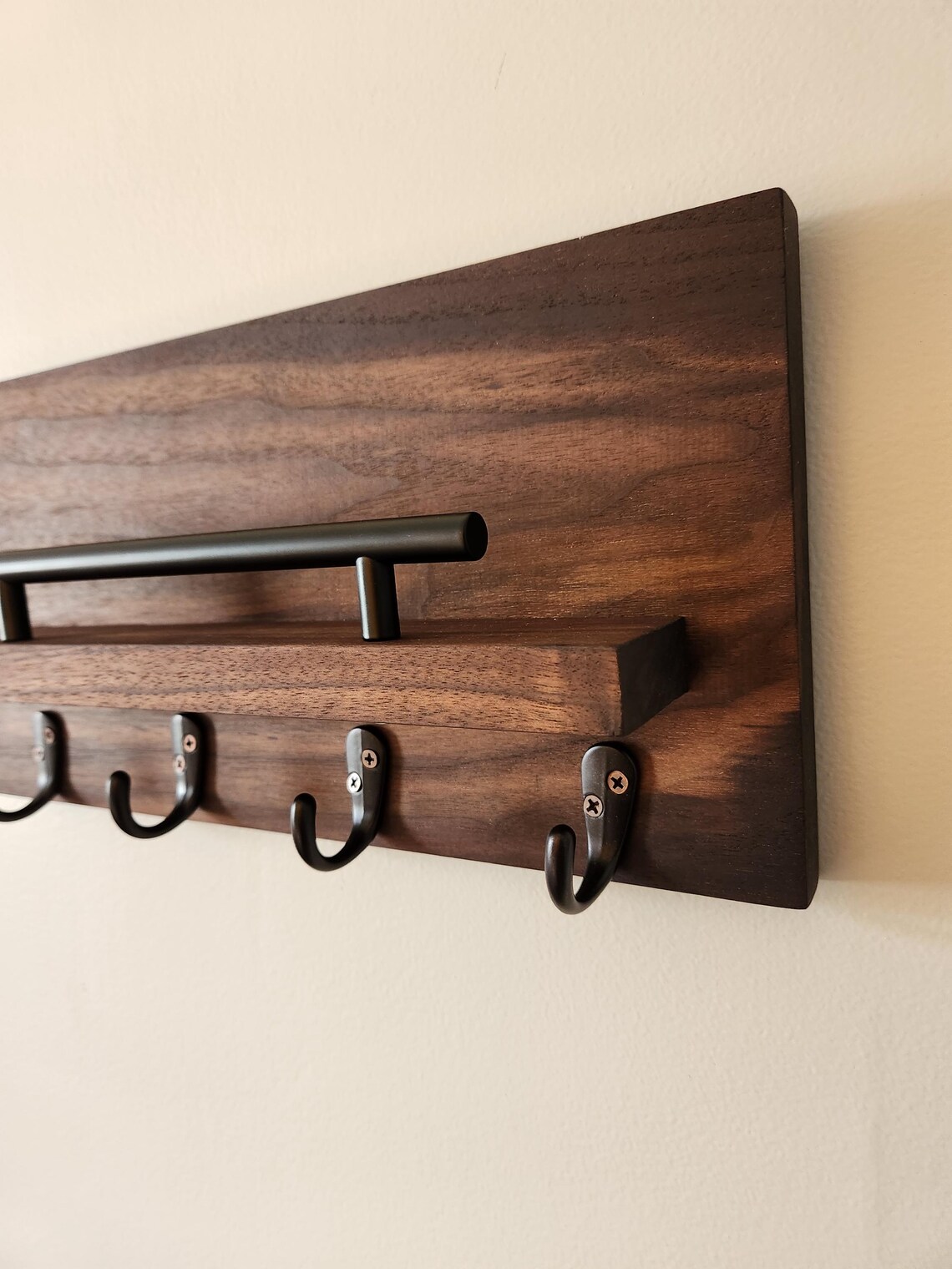 Walnut Key and Mail Organizer Key Hook Mail Holder Entryway Organizer ...