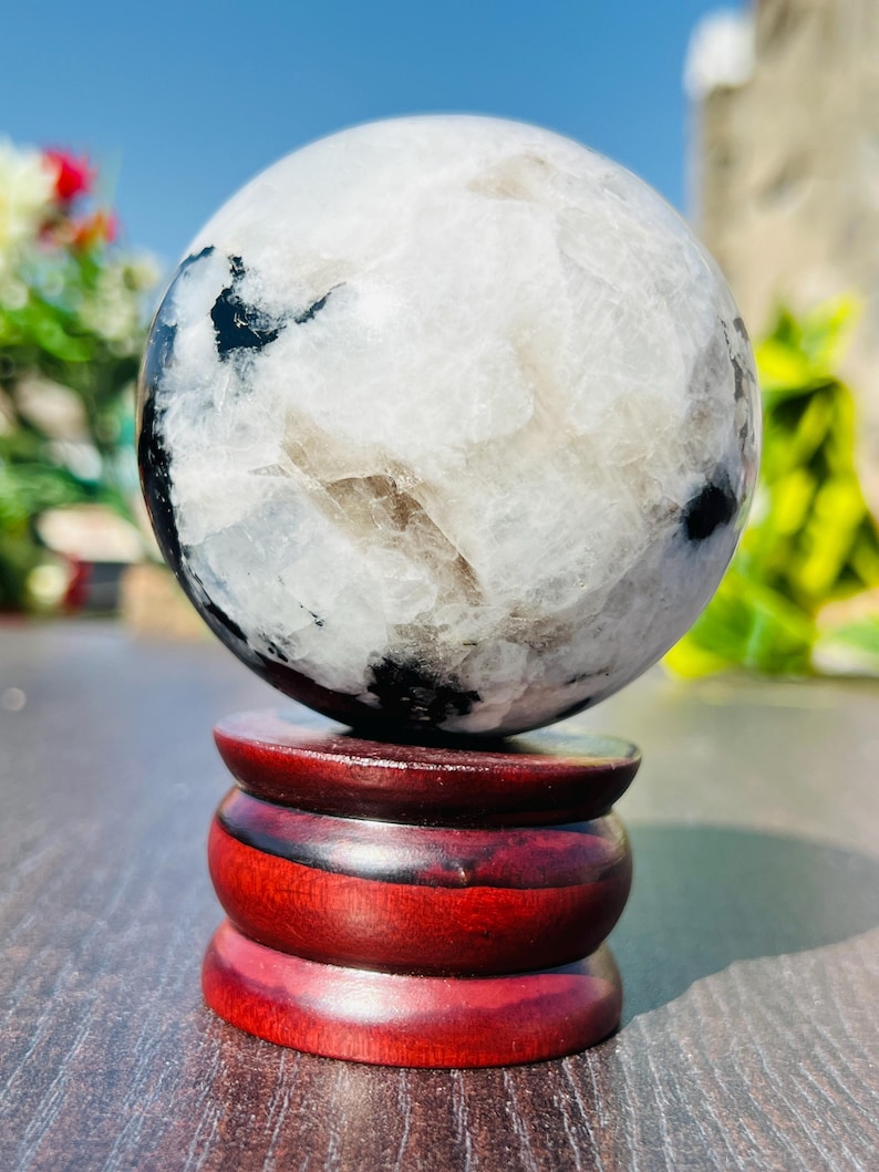 Rainbow Moonstone Sphere Ball: 78MM Hand Carved Healing Crystal - Etsy UK