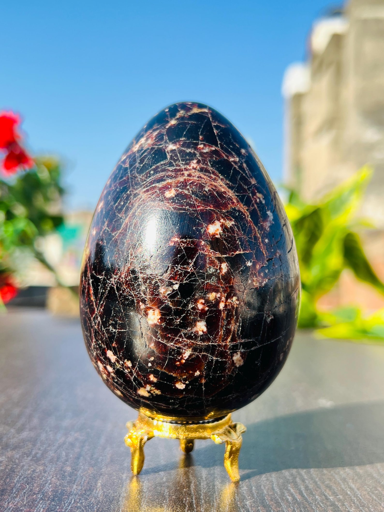 96MM Natural Red Almandine Garnet Stone Egg | Healing Stone ...