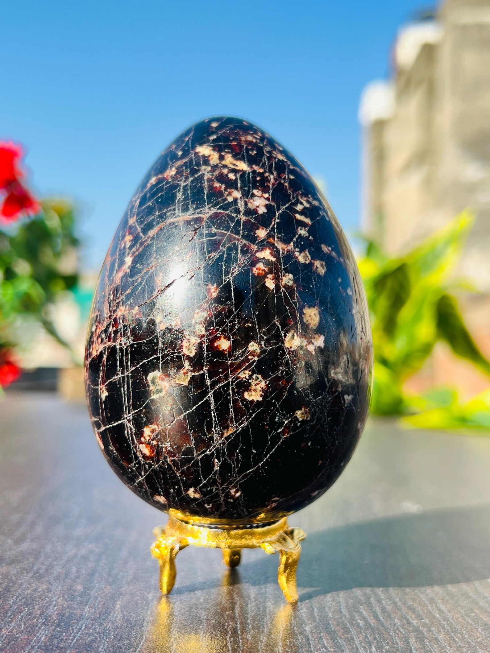 96MM Natural Red Almandine Garnet Stone Egg | Healing Stone ...