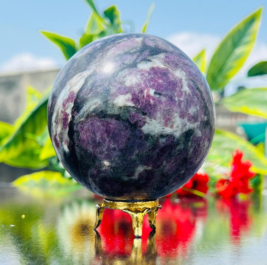 90MM Natural Ruby in Matrix Sphere | Healing Stone Handmade Sphere Ball ...