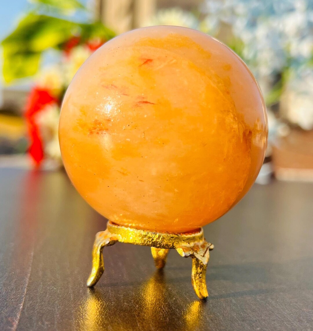 62MM Golden Quartz Sphere | Natural Healing Stone, Meditation Decor - Etsy