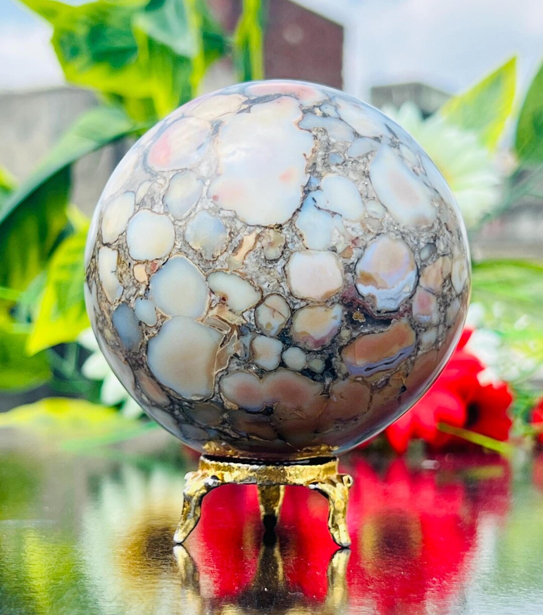 80MM King Cobra Jasper Sphere White Jasper Crystal HQ Sphere ...