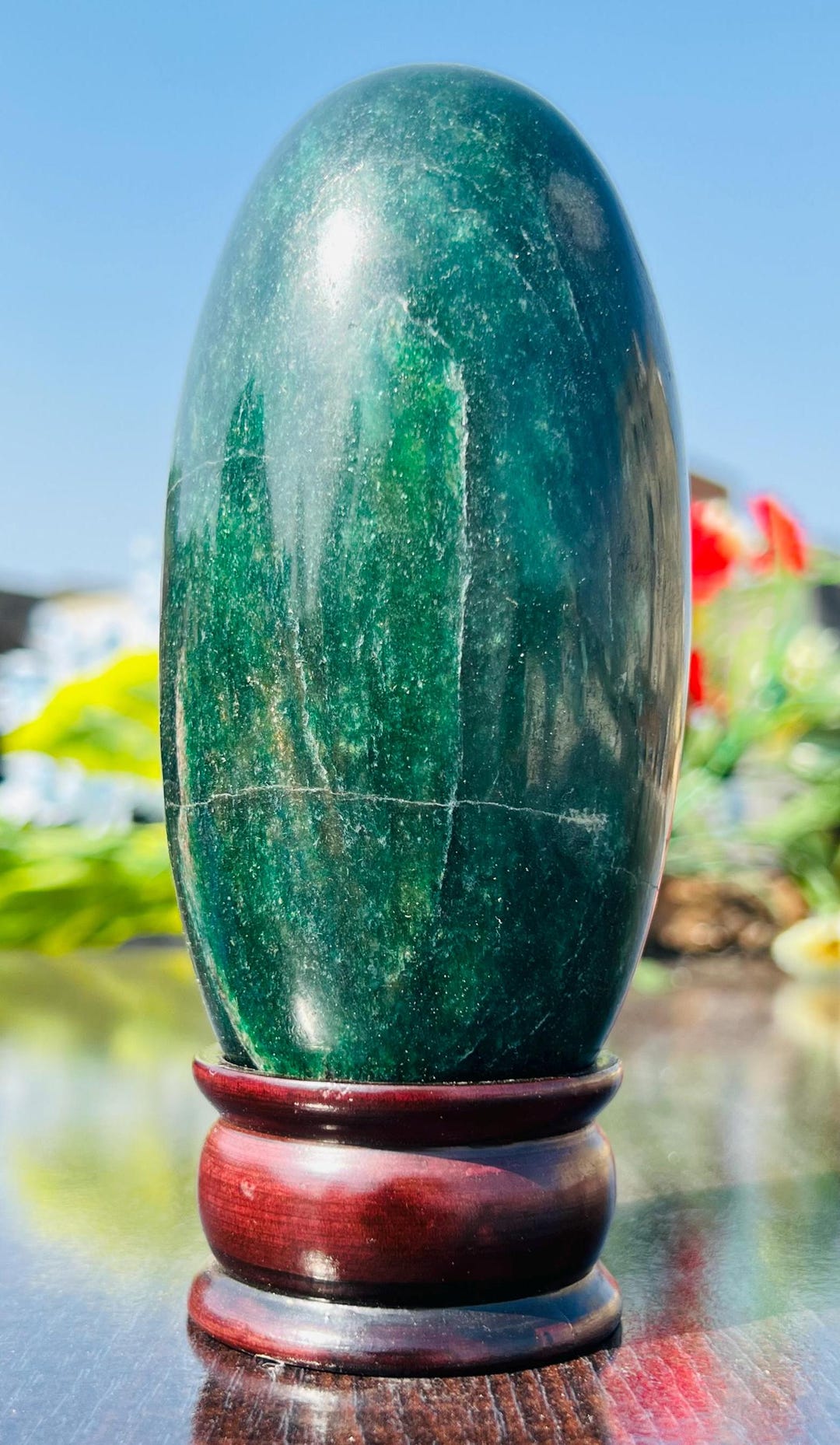 Green Mica Stone Lingam: Metaphysical Healing Meditation Stone (140MM ...