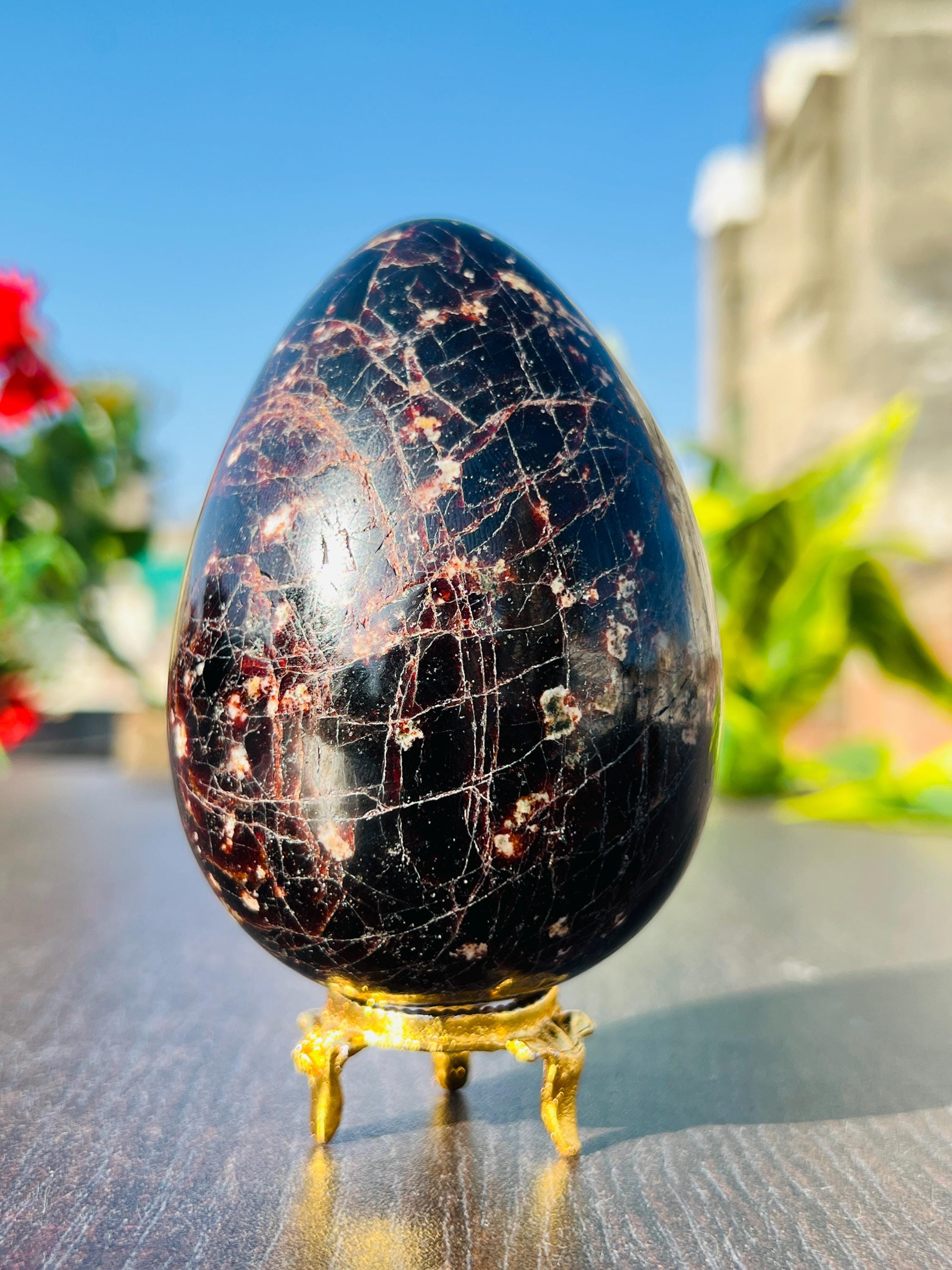 96MM Natural Red Almandine Garnet Stone Egg | Healing Stone ...