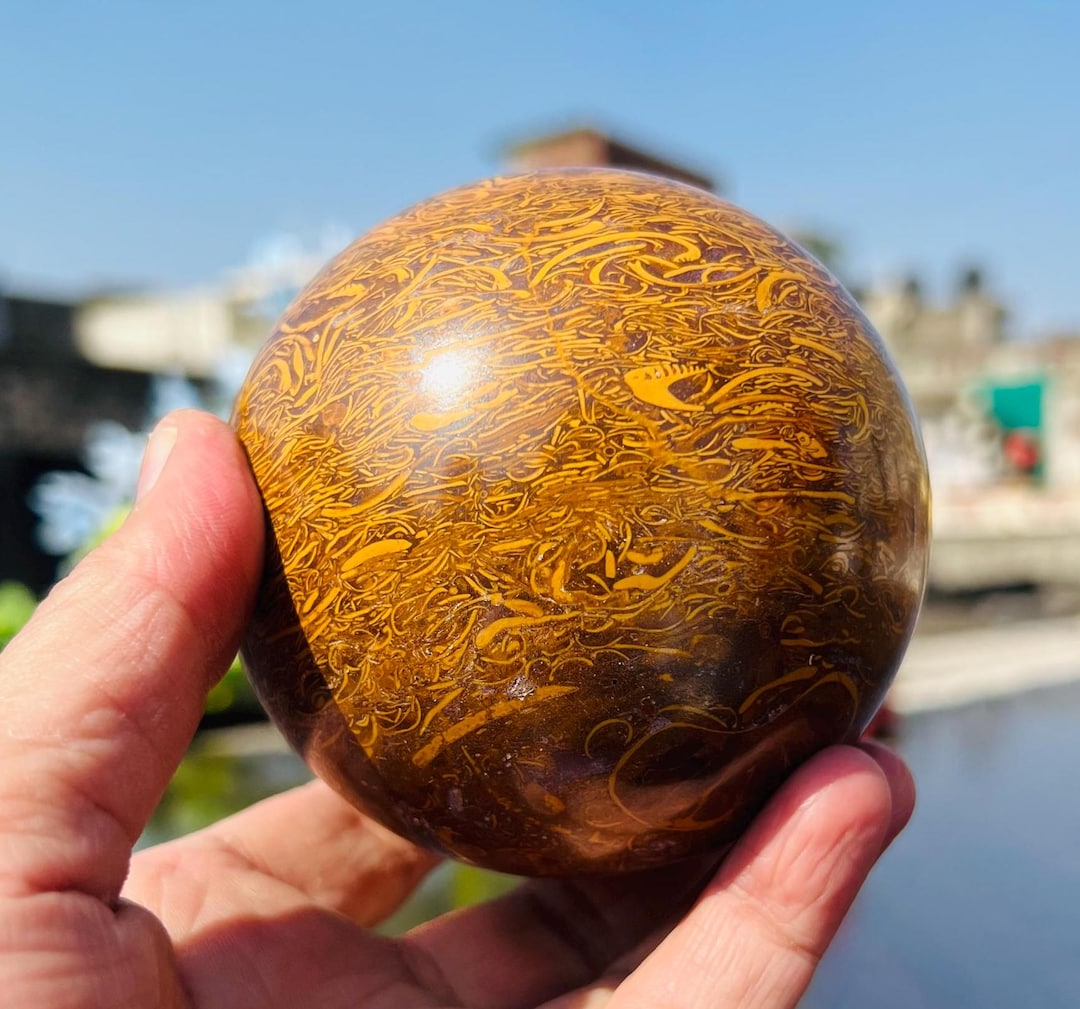 90MM Natural Mariam Jasper / Calligraphy Jasper Stone HQ Metaphysical ...