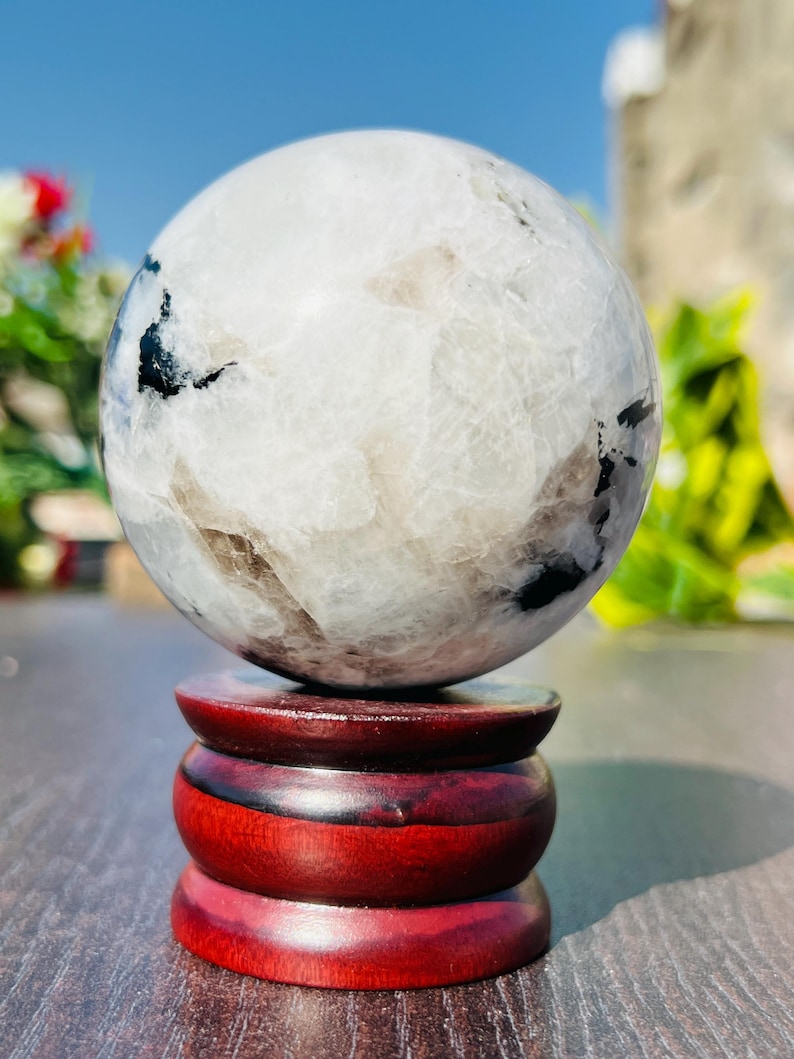 Rainbow Moonstone Sphere Ball: 78MM Hand Carved Healing Crystal - Etsy UK