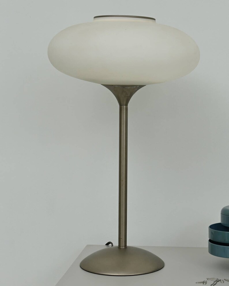 1980s Frosted Glass Shade Mushroom Laurel Style Lamp - Etsy