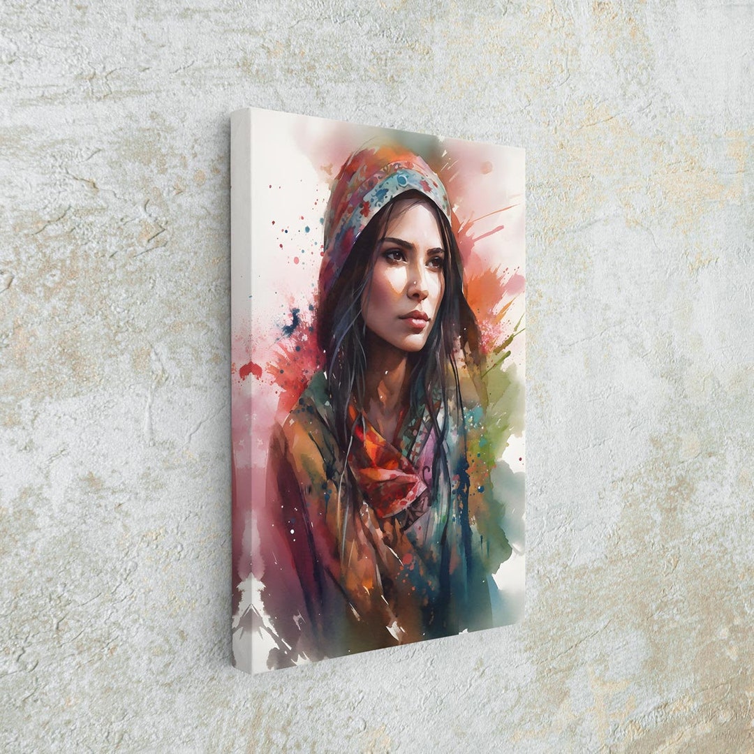 Beautiful Woman on Luxury Premium Canvas Islamic Wall Art Canvas Print ...